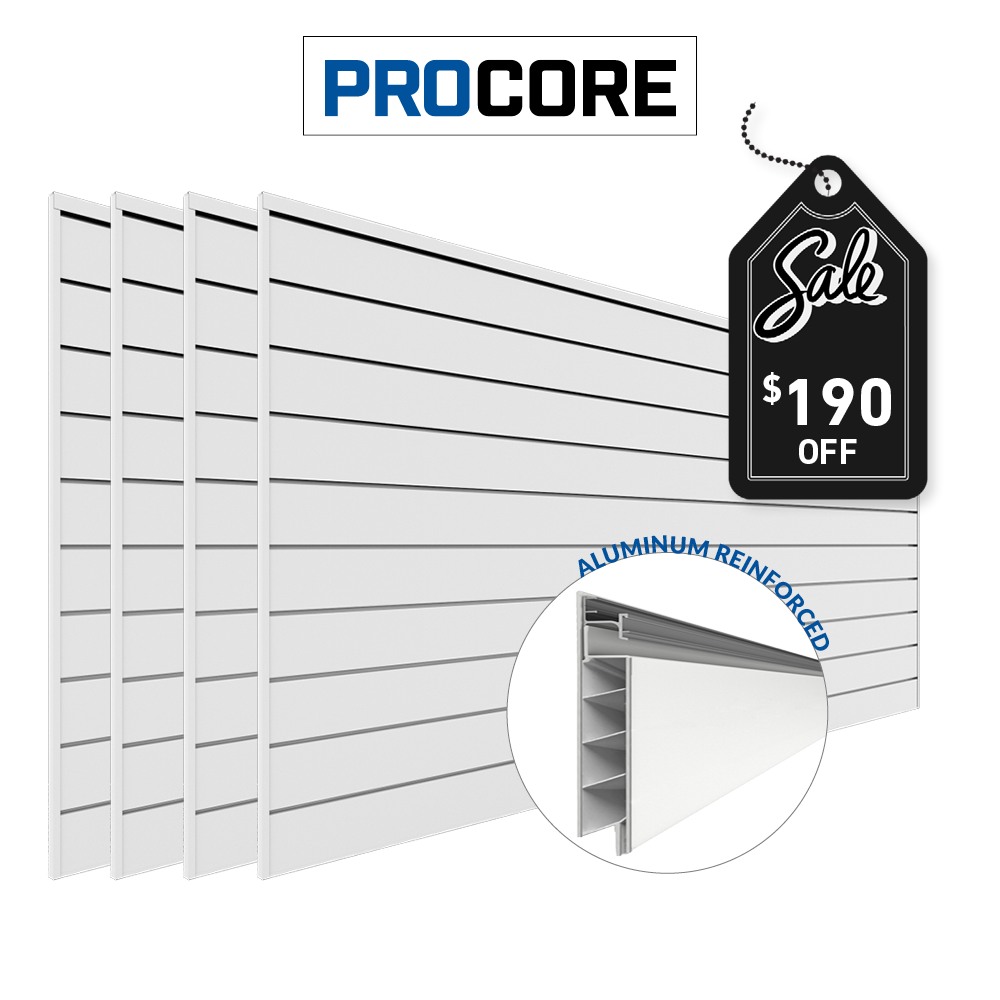 Proslat 4 ft. x 8 ft. PROCORE PVC Slatwall - 4 Pack 128 sq ft