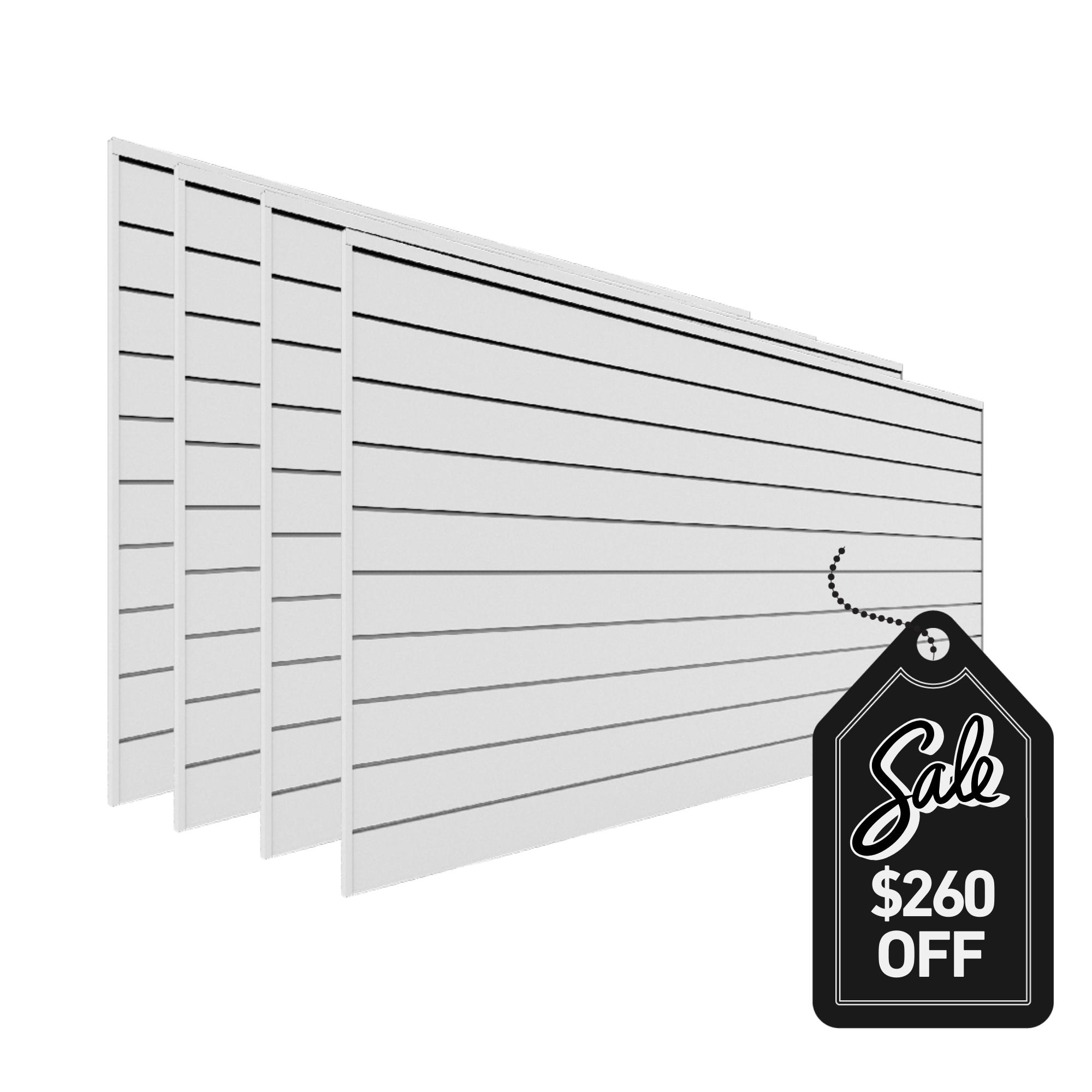 Proslat 4 ft. x 8 ft. PVC Slatwall - 4 pack 128 sq ft